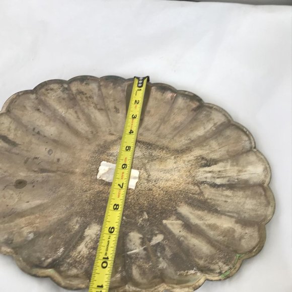 Unknown | Kitchen | Vintage Oval Scalloped Serving Tray Silver Plate H ...
